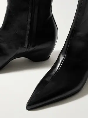 Khaite Sybil Glossed-leather Ankle Boots - Black