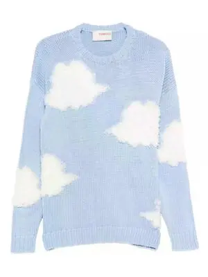 Fiorucci Cloud-appliqué Wool Sweater - Blue