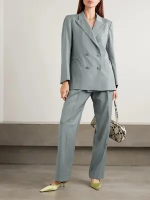BLAZÉ MILANO Fox Pleated Wool-twill Pants - Gray