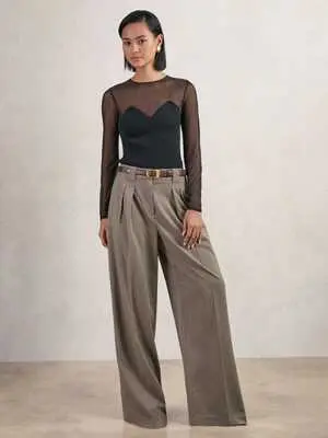 REISS Margot Mesh Knit Top
