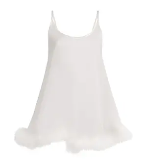 GILDA & PEARL Silk Feather-trim Sheer Diana Babydoll Nightdress - Ivory