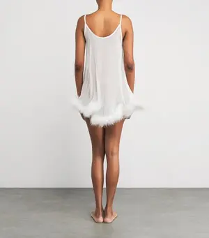 GILDA & PEARL Silk Feather-trim Sheer Diana Babydoll Nightdress - Ivory