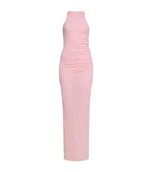 Alaïa Gingham Bodycon Maxi Dress
