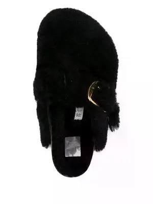 BIRKENSTOCK Boston Shearling Buckle Mules - Black