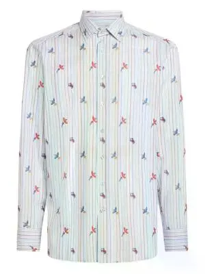 Etro Bird-print Striped Shirt - White