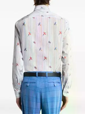 Etro Bird-print Striped Shirt - White