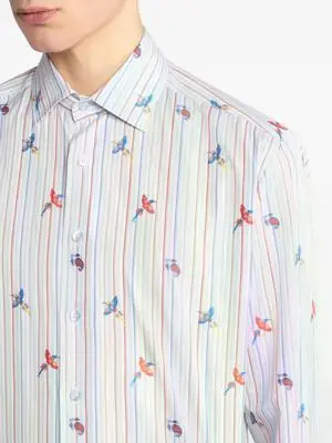 Etro Bird-print Striped Shirt - White