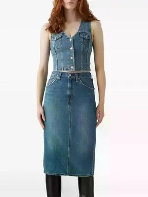 LEVI'S Midi Denim Skirt With Back Slit - Blue