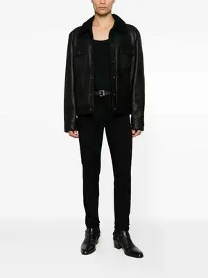 SALVATORE SANTORO Fleece-lined Leather Jacket