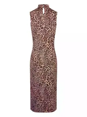 TWINSET Animal Print Sequin Embellished Midi Dress - Brown