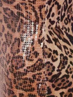 TWINSET Animal Print Sequin Embellished Midi Dress - Brown