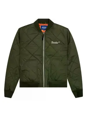 AWAKE NY Logo-embroidered Quilted Bomber Jacket