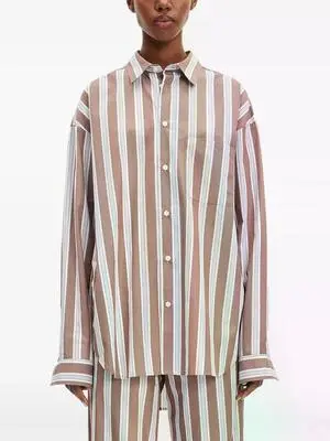 SAMSOE SAMSOE Striped Cotton Shirt - Black