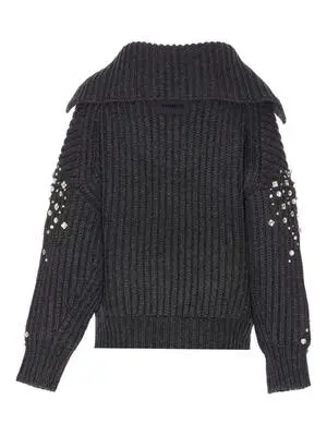 Pinko Crystal-embellished Ribbed Cardigan