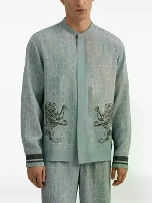 DOMAINE DES ARTISTES Lion-print Long-sleeved Shirt - Blue