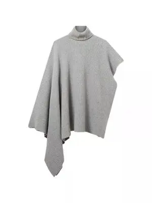 Stella McCartney Ribbed Turtleneck Poncho - Grey