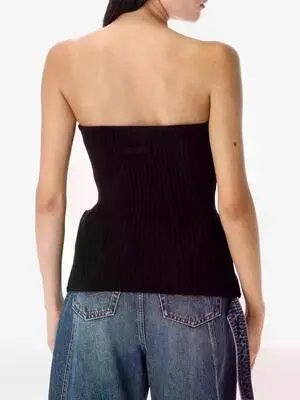 JEAN PAUL GAULTIER Ribbed-knit Bustier Top - Black