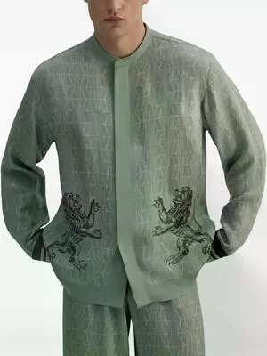 DOMAINE DES ARTISTES Lion-print Long-sleeved Shirt - Green