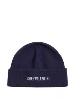 Valentino Garavani Knitted Wool Beanie - Blue