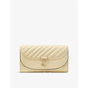 JIMMY CHOO Curve Leather Wallet Chain - Buttermilk/gold