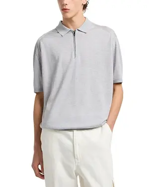 Emporio Armani Regular Fit Zip Knit Polo - Solid Light