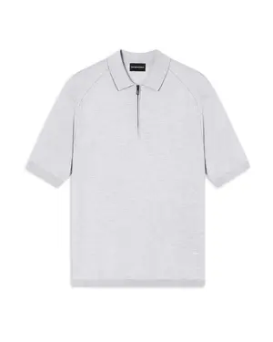 Emporio Armani Regular Fit Zip Knit Polo - Solid Light