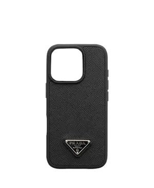 Prada Saffiano Leather Case For Iphone 16 Pro - Black