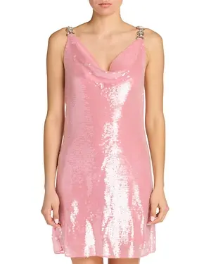 Versace Silk Sequinned Dress - Guava