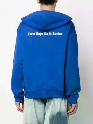 SKY HIGH FARM WORKWEAR Slogan-print Zip-up Hoodie
