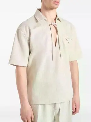Manière De Voir Norbert Open-collar Textured Drawstring Shirt