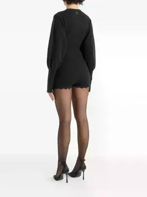 Manière De Voir Maniere De Voir Knitted Playsuit With Scallop Hem And Balloon Sleeves