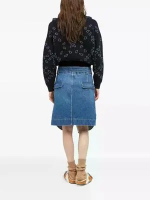Alanui Bandana-jacquard Fringed Cardigan - Blue