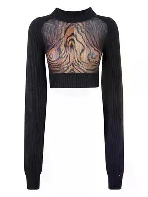 JEAN PAUL GAULTIER Wood-print Wool Top