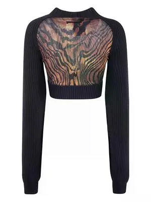 JEAN PAUL GAULTIER Wood-print Wool Top
