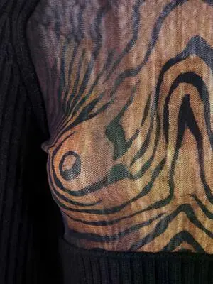 JEAN PAUL GAULTIER Wood-print Wool Top