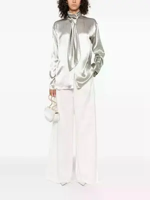 Alberta Ferretti Satin Tie-neck Shirt