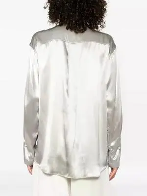 Alberta Ferretti Satin Tie-neck Shirt