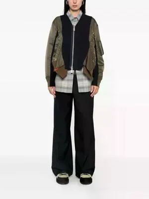 Sacai Knitted-panel Bomber Jacket - Brown