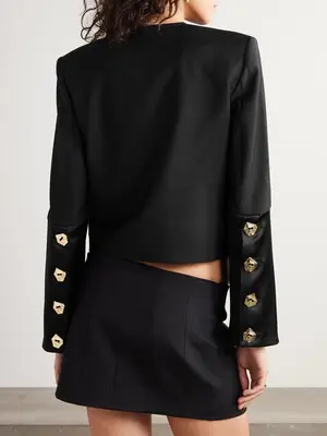 VIOLANTE NESSI Kelly Cropped Wool-blend Crepe And Satin Jacket