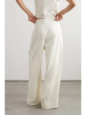 Wardrobe.NYC Pleated Grain De Poudre Wool Wide-leg Pants