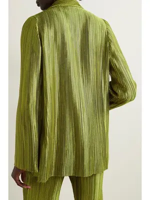 Galvan Nuage Metallic Plissé-crepe Blazer