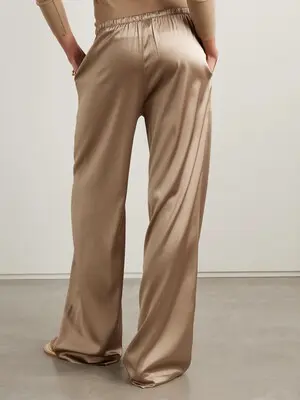 Eterne Brody Silk-blend Satin Wide-leg Pants - Brown