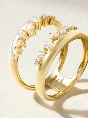 Mizuki 14-karat And Diamond Stacked Ring