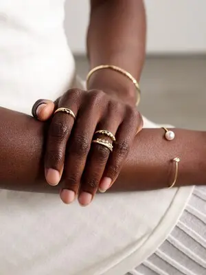 Mizuki 14-karat And Diamond Stacked Ring