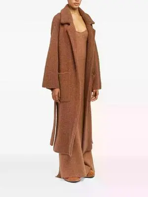 Alanui Ribbed Belted Knit Coat - Brown