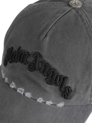 Palm Angels Logo-embroidered Distressed Baseball Cap