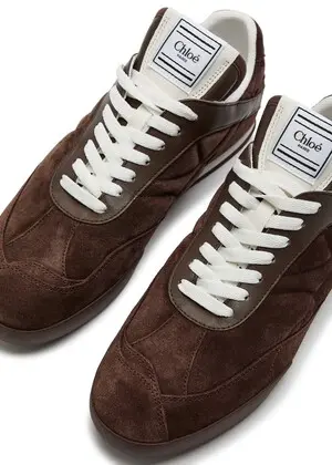 Chloé Kick Quilted Suede Sneakers - Brown