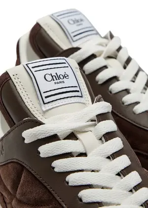 Chloé Kick Quilted Suede Sneakers - Brown
