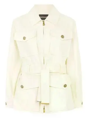 Roberto Cavalli Belted Jacket - White
