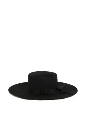 Alanui Gaucho Wool Hat With Ribbon-bow - Black
